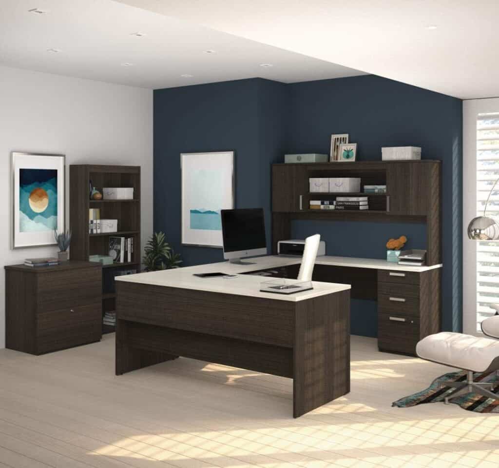 Bestar Ridgeley Executive Computer Desk with Hutch - Essential Office ...