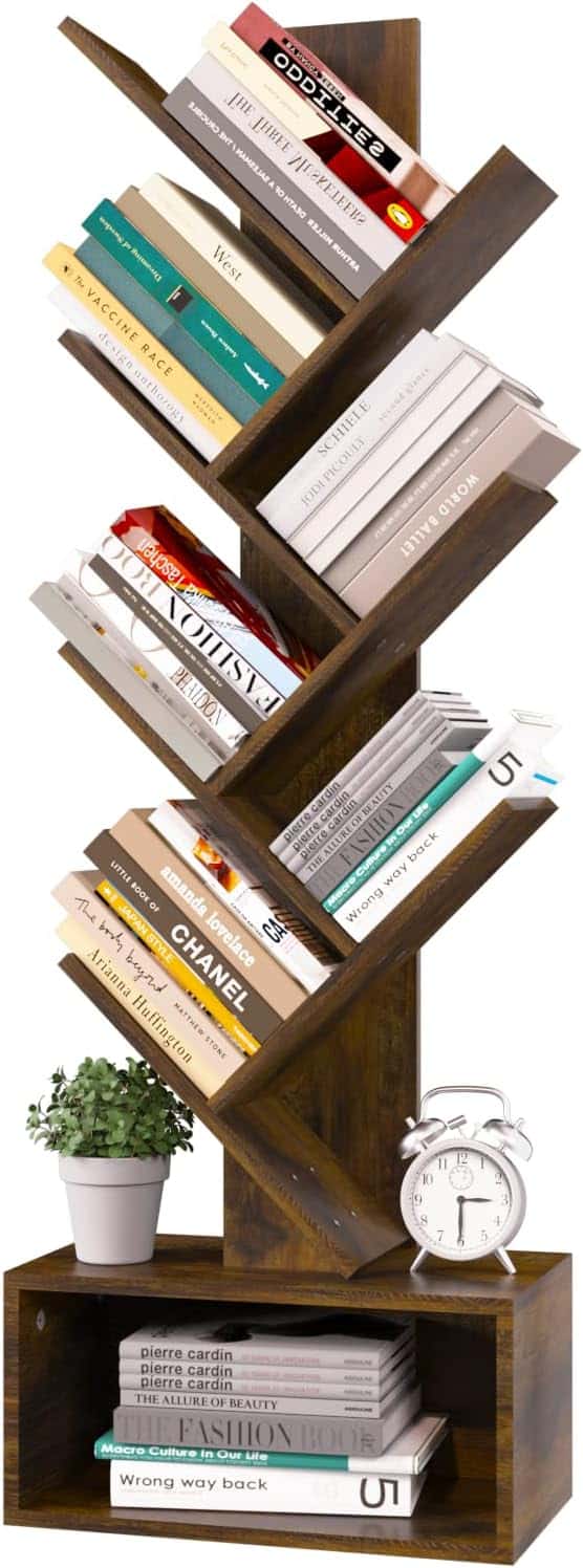 Yoobure Tree Bookshelf - 6 Shelf Retro Floor Standing Bookcase ...
