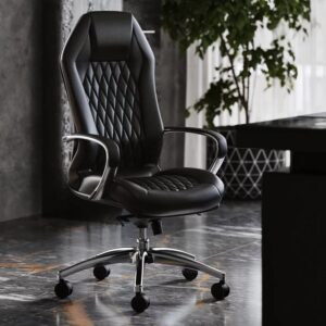 Zuri Furniture Modern Ergonomic Genuine Leather Executive Chair ...