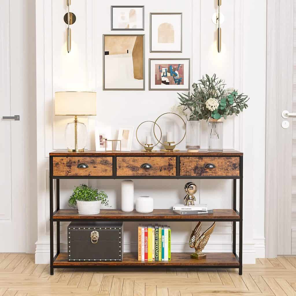 Furologee 47-Inch Rustic Brown Console Sofa Table - Essential Office ...