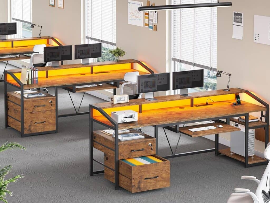 SEDETA 63" Computer Desk – Rustic Brown - Essential Office Furniture