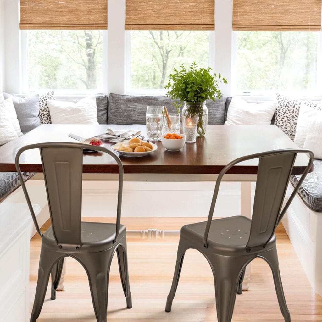 Furmax Metal Dining Chair Set with Gun Finish - Essential Office Furniture