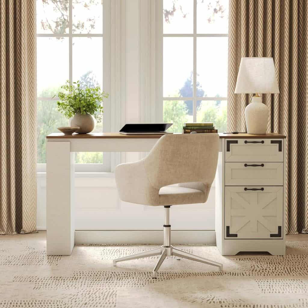 LITTLE TREE 59-Inch Farmhouse Executive Desk-Brown - Essential Office ...