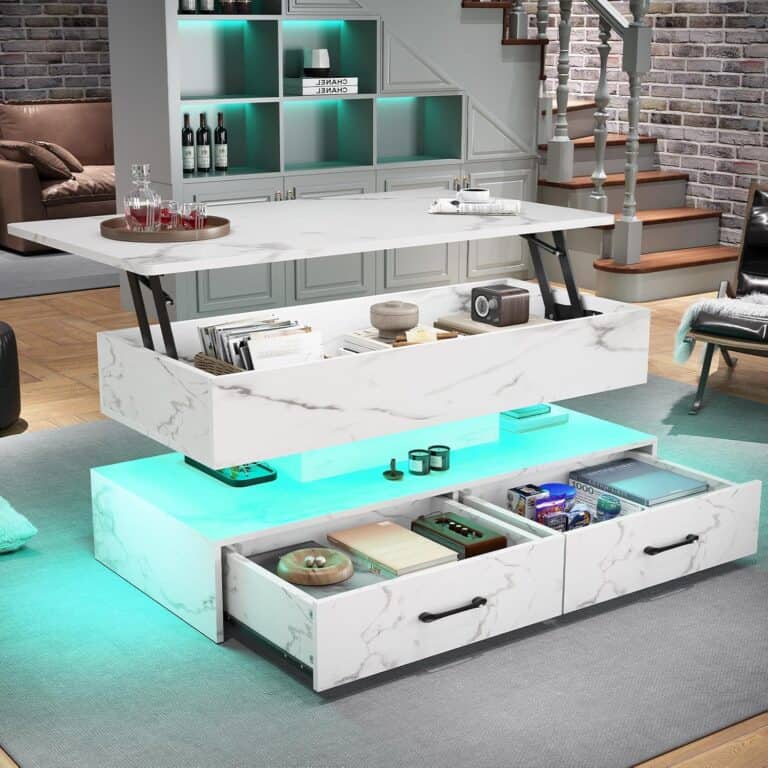 SEDETA 40-Inch Lift Top Coffee Table,White - Essential Office Furniture