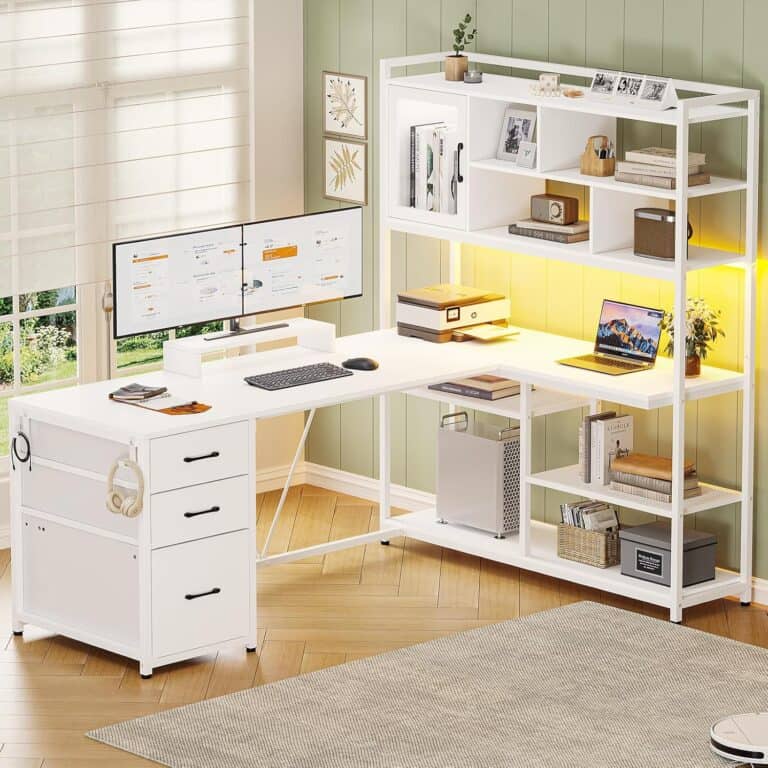 SEDETA L Shaped Computer Desk-White - Essential Office Furniture