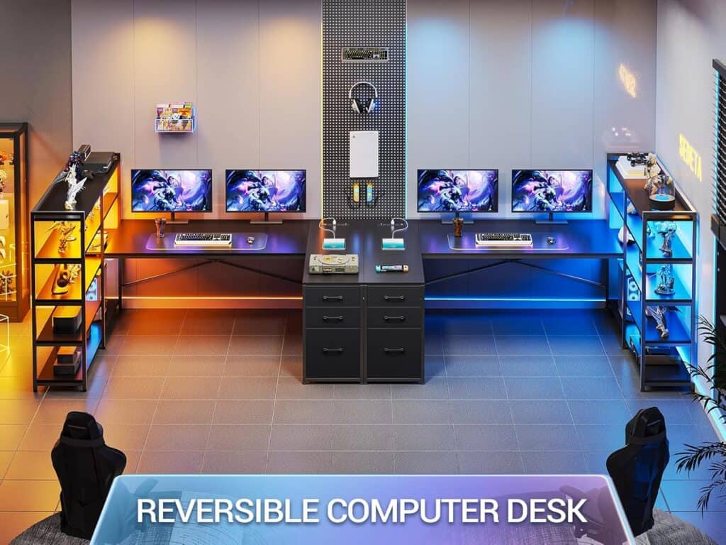 SEDETA L Shaped Gaming Desk – Black - Essential Office Furniture