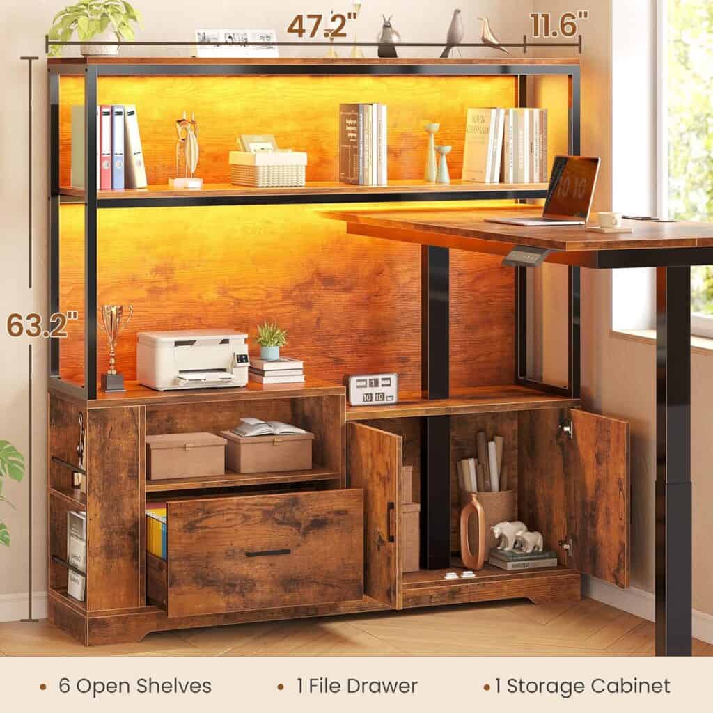 SEDETA L Shaped Standing Desk with LED Lights - Essential Office Furniture