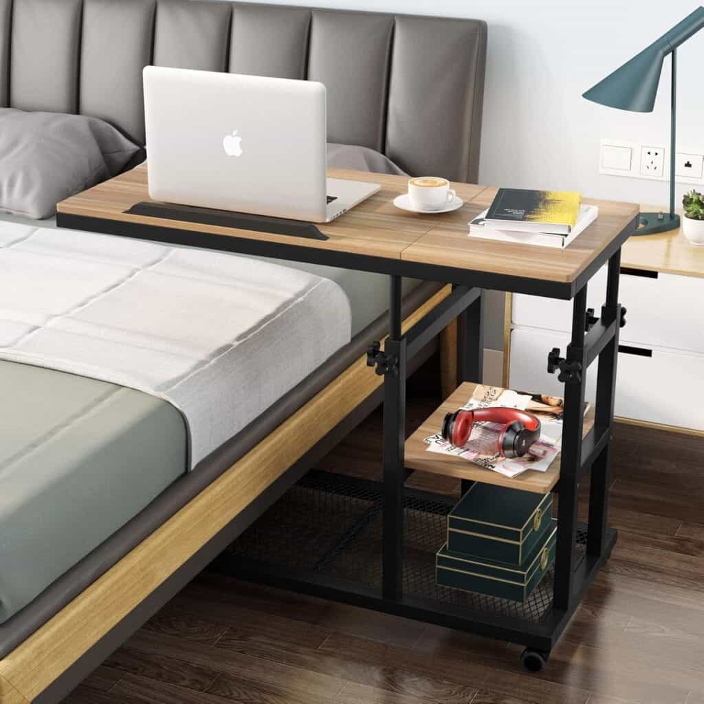 Tribesigns 32-Inch Height Adjustable C Table-Black & Oak - Essential ...