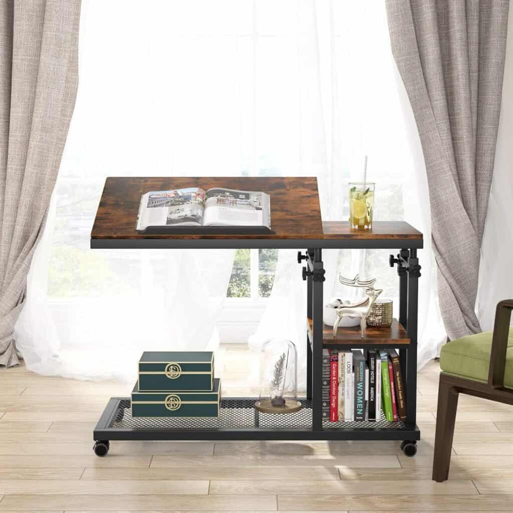 Tribesigns 32-Inch Height Adjustable C Table-Rustic Brown - Essential ...