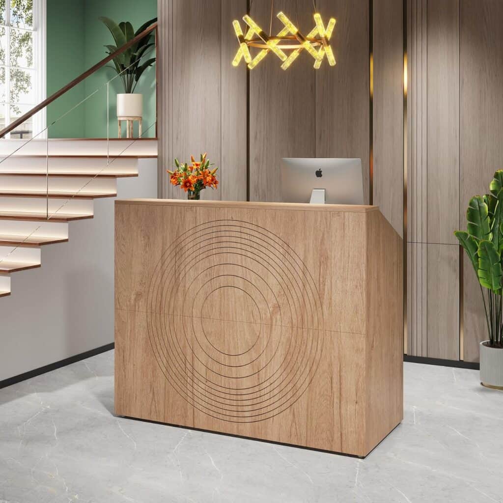 Tribesigns 47-Inch Reception Desk -Oak - Essential Office Furniture