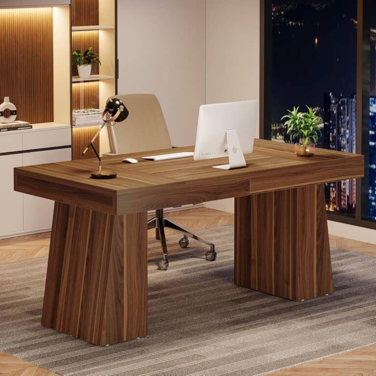Tribesigns 55" Executive Desk with Double Trapezoid Base - Essential ...