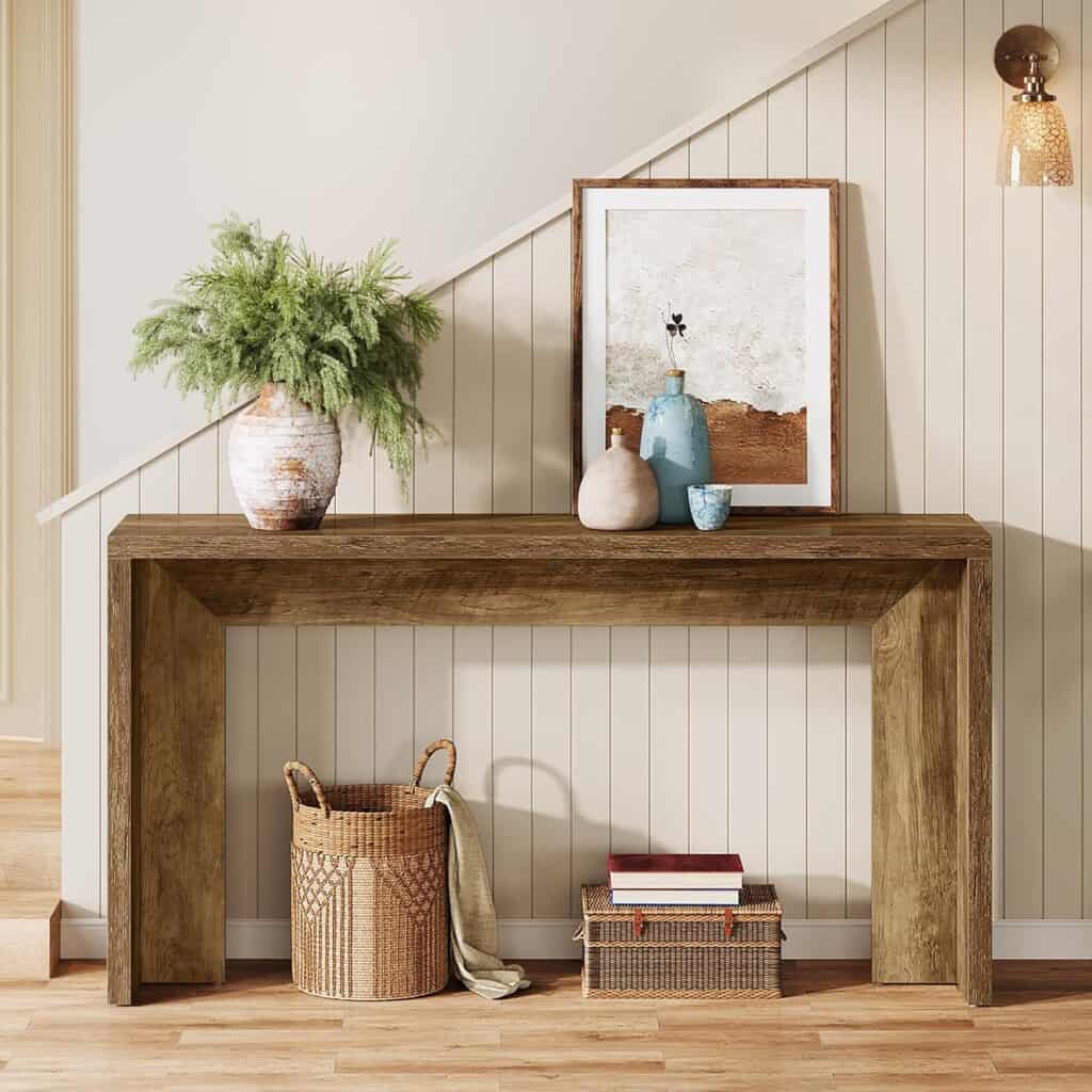 Tribesigns 55-Inch Farmhouse Console Table,Brown - Essential Office ...