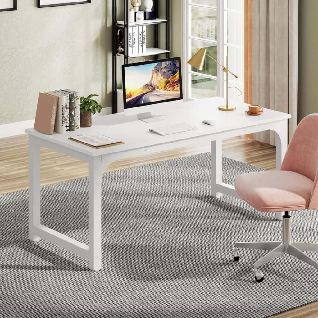 Tribesigns 63-Inch Executive Desk -White - Essential Office Furniture