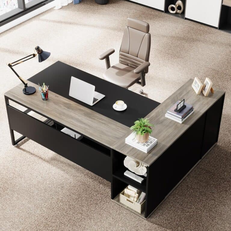 Tribesigns 71" L-Shaped Executive Desk – Modern Gray - Essential Office ...