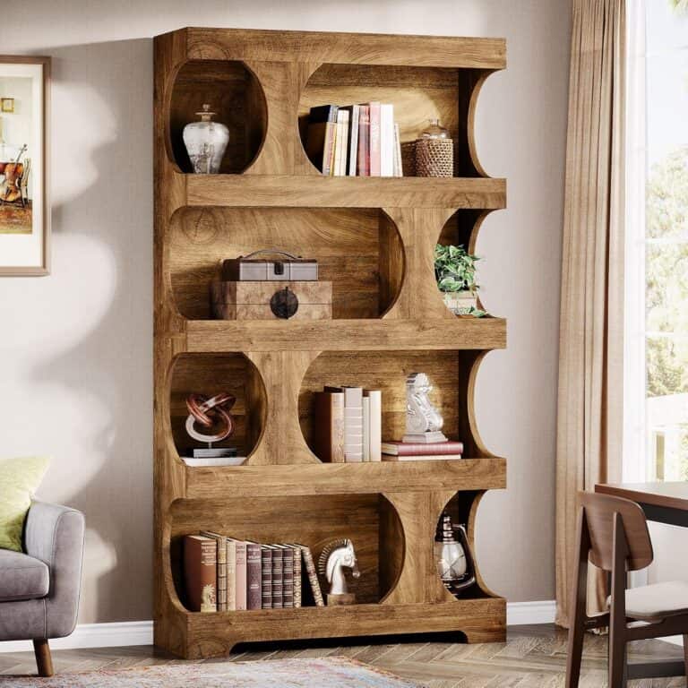 Tribesigns 71-Inch Modern Asymmetrical 4-Tier Bookcase - Essential ...
