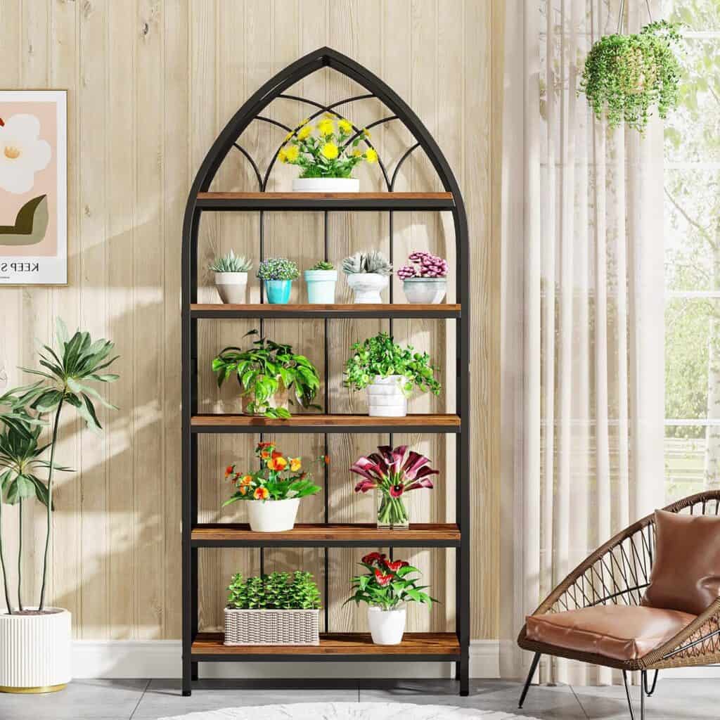Tribesigns 74.8-Inch Arched 5-Tier Plant Stand - Essential Office Furniture