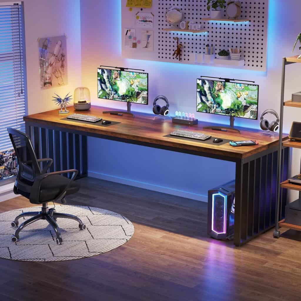 Tribesigns 78.74" Two Person Desk – Rustic Brown - Essential Office ...
