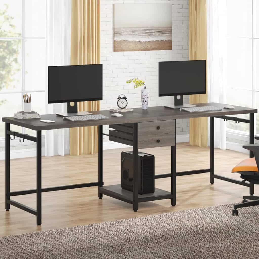 Tribesigns 79" Extra Long Double Desk – Grey - Essential Office Furniture