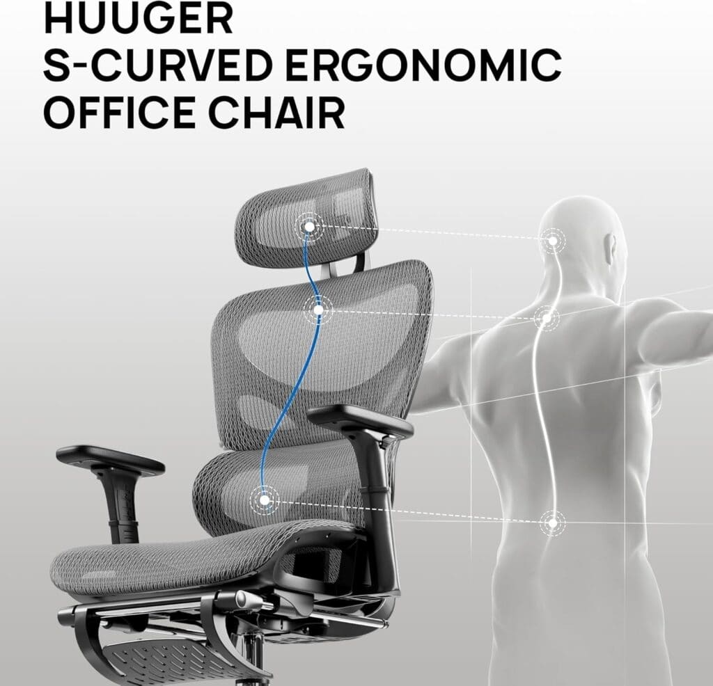 Huuger Mesh Office Chair with Footrest - Essential Office Furniture