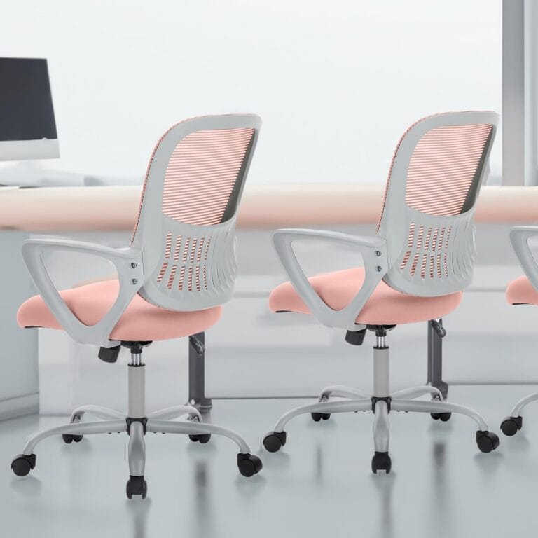 SMUG Light Pink Ergonomic Mid-Back Mesh Office Chair - Essential Office ...
