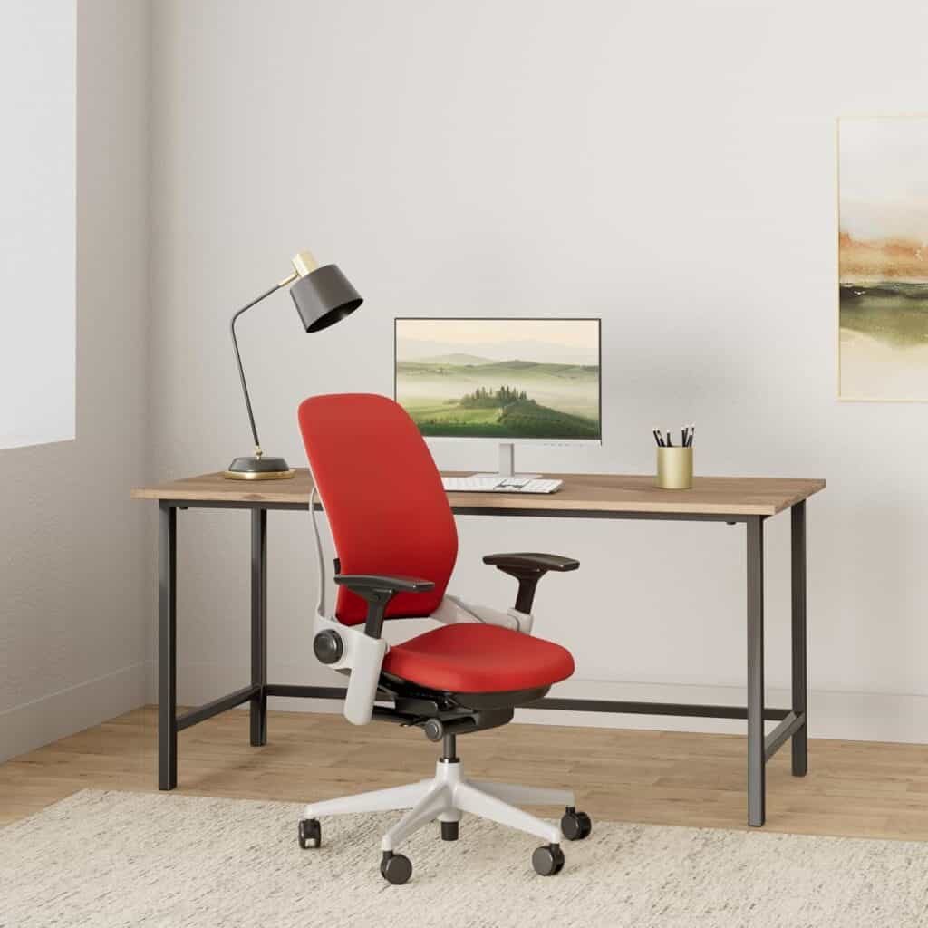 Steelcase Leap V2 Ergonomic Office Chair-Red Fabric - Essential Office ...